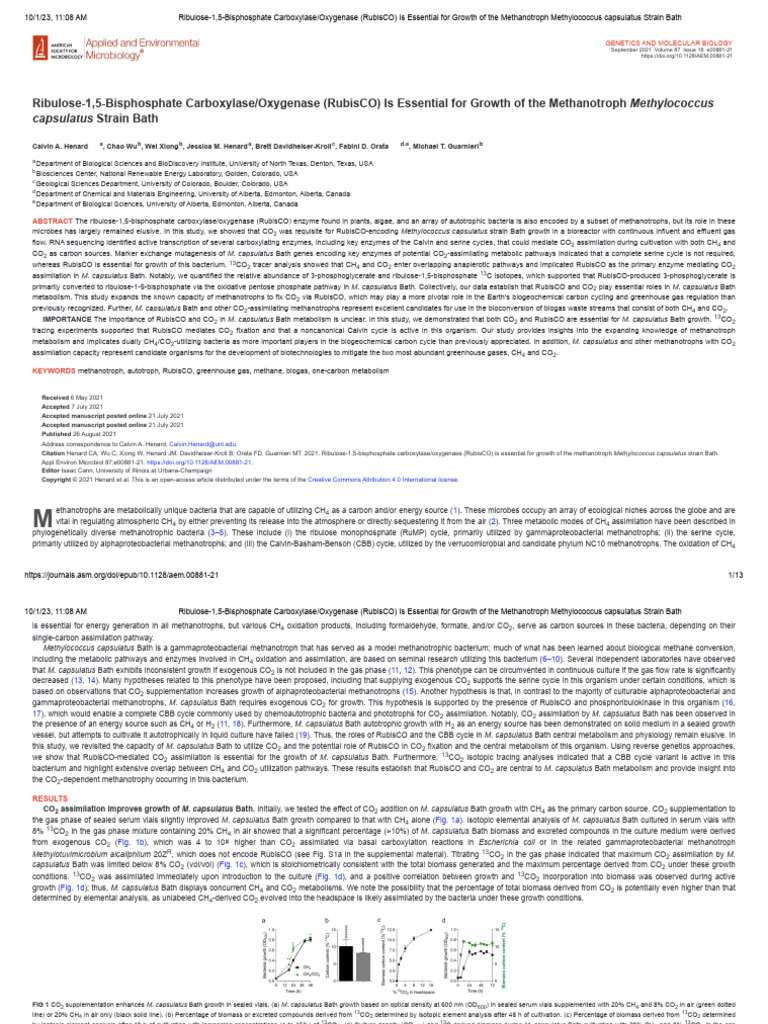 Ribulose-1,5-Bisphosphate Carboxylase - Oxygenase (RubisCO) Is ...