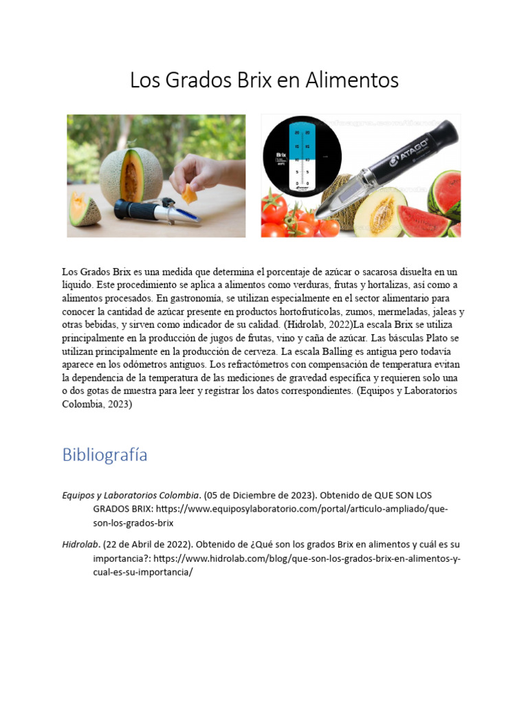 Los Grados Brix en Alimentos | PDF