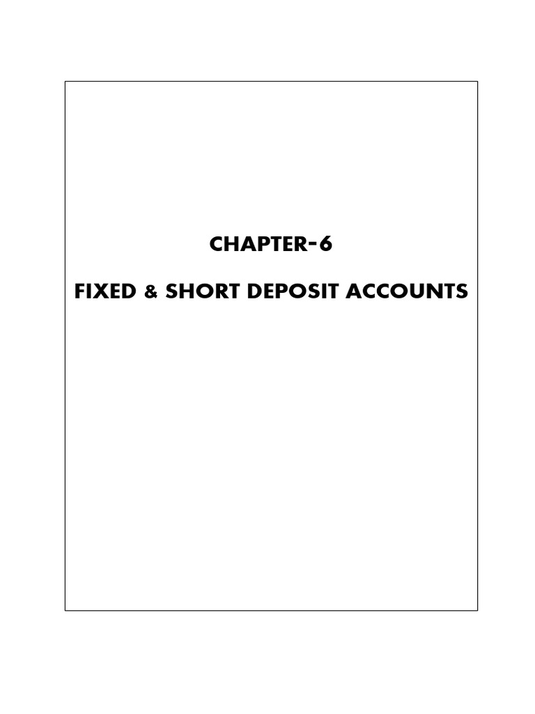 Fixed & Short Deposit Accounts | PDF