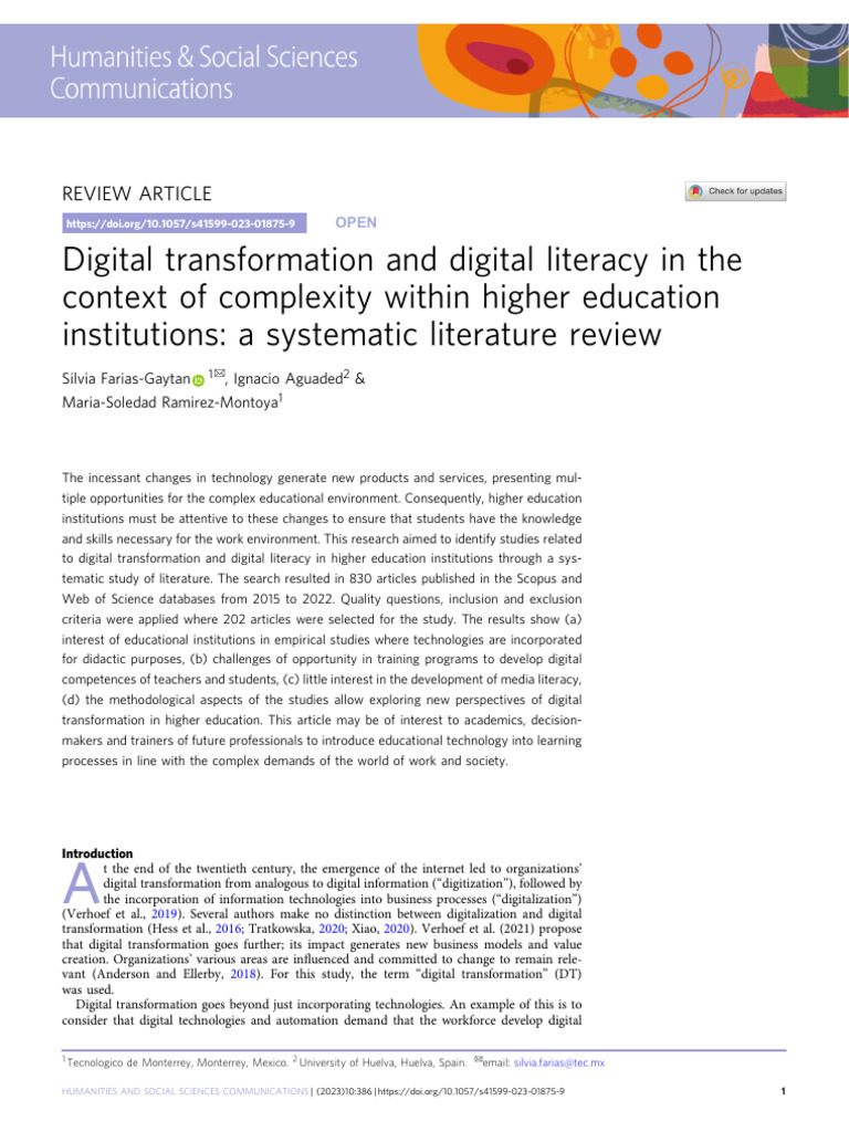 Digital Transformation and Digital Literacy in The Context of ...