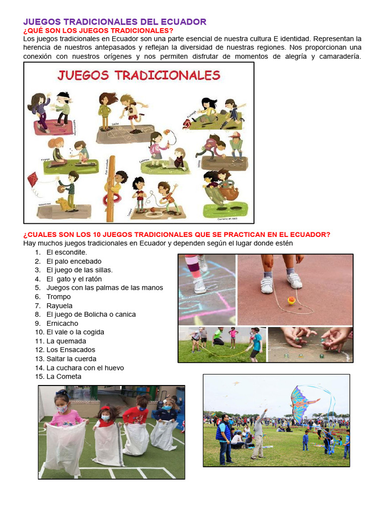 Juegos Tradicionales Del Ecuador | PDF