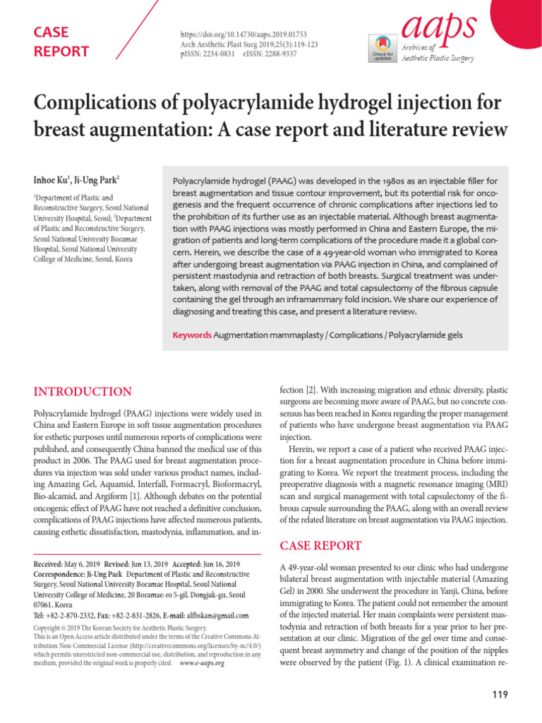Complications of Polyacrylamide Hydrogel Injection | PDF | Plastic ...
