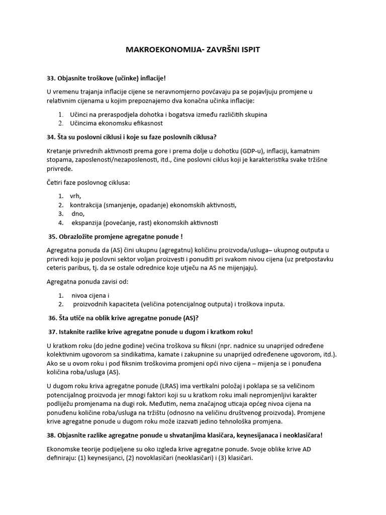 Makroekonomija - Završn Ispit | PDF