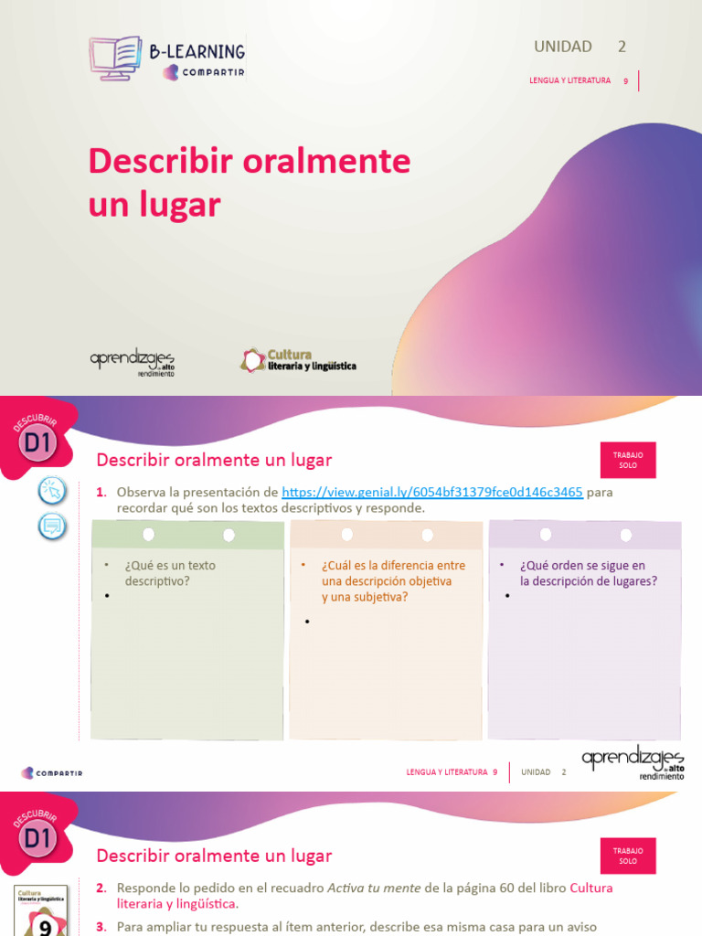 L9 U2 p60-61 Describir Oralmente Un Lugar | PDF