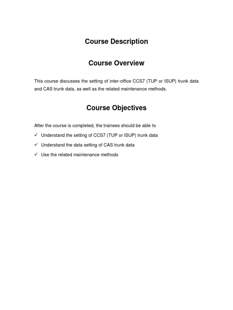Telecom Trunk Data Course | PDF | Parameter (Computer Programming) | Signaling (Telecommunications)