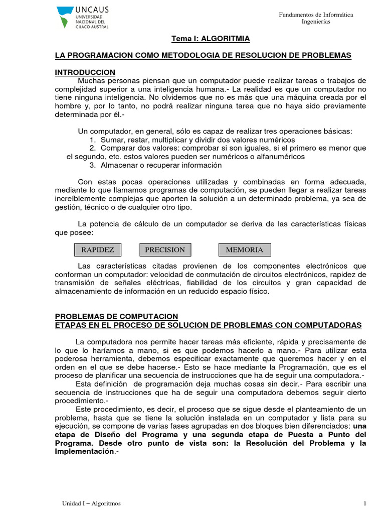 Tema 1 - Algoritmos | PDF | Algoritmos | Programa de computadora