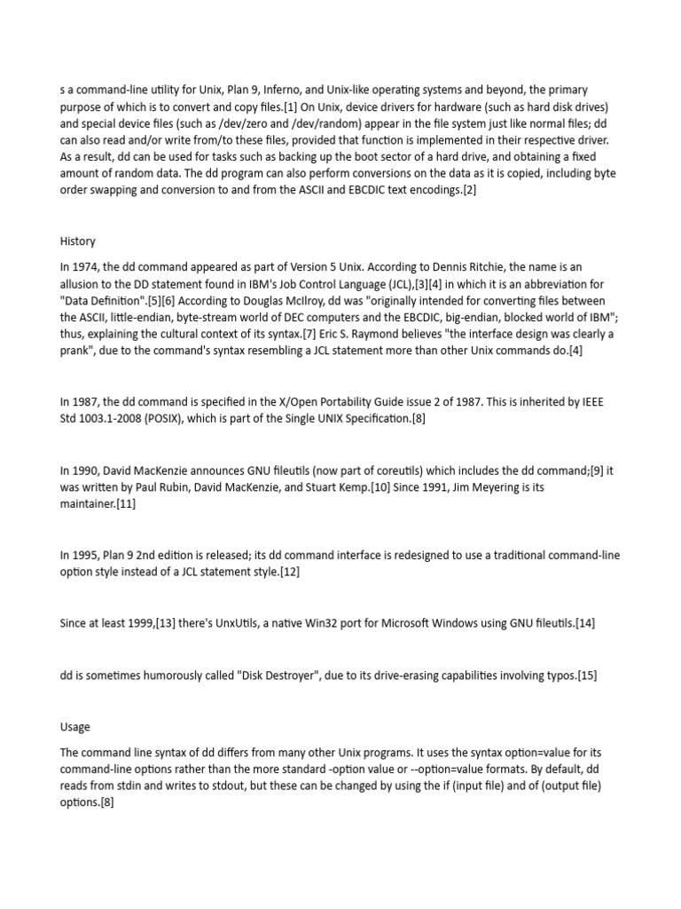 Unix dd Command: A Technical Overview | PDF | Operating System Families ...