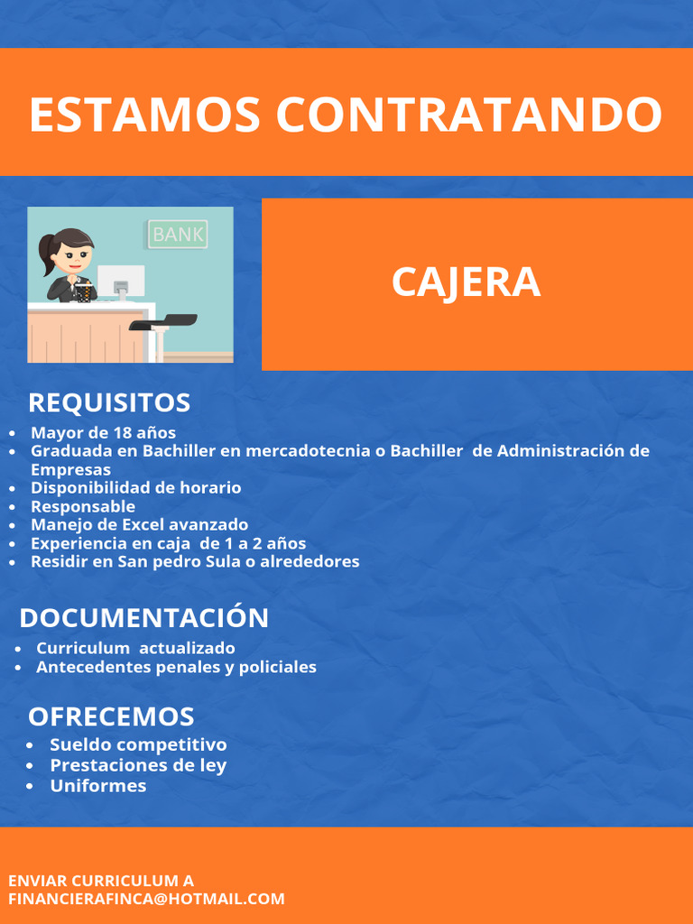 Anuncio de Cajera | PDF