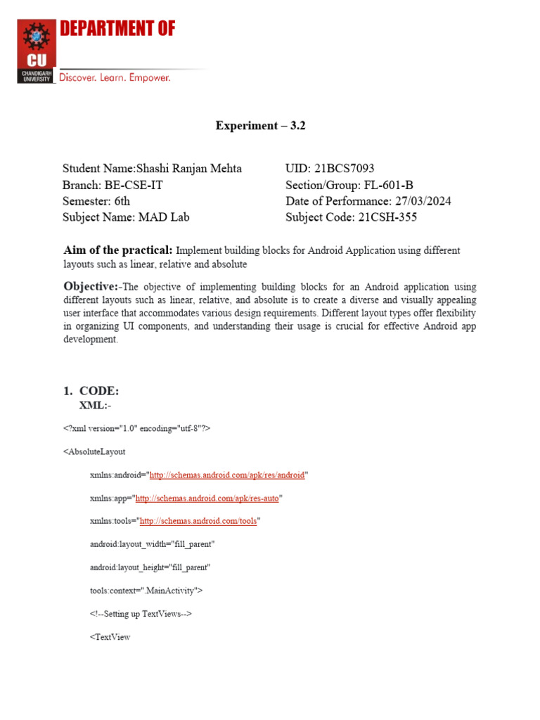 MAD EXP 3.2 - Alasso | PDF | Android (Operating System) | Mobile App