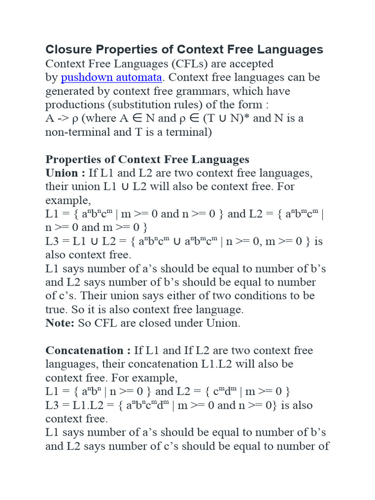 23-Closure Properties of CFL-12-03-2024 | PDF | Theoretical Computer Science | Syntax