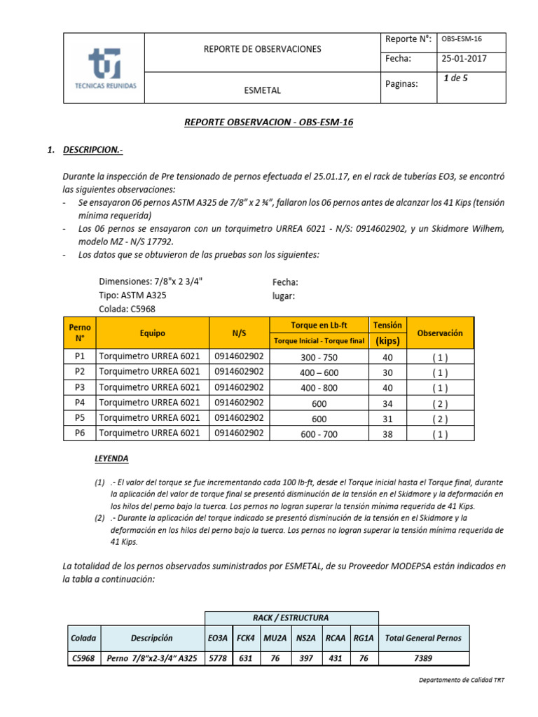 Falla de Pernos A325 | PDF | Metalurgia