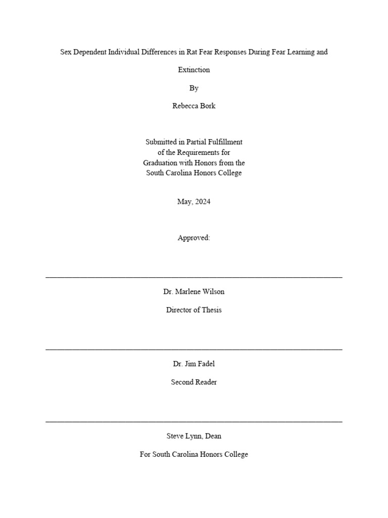 Complete Thesis Draft | PDF | Classical Conditioning | Fear