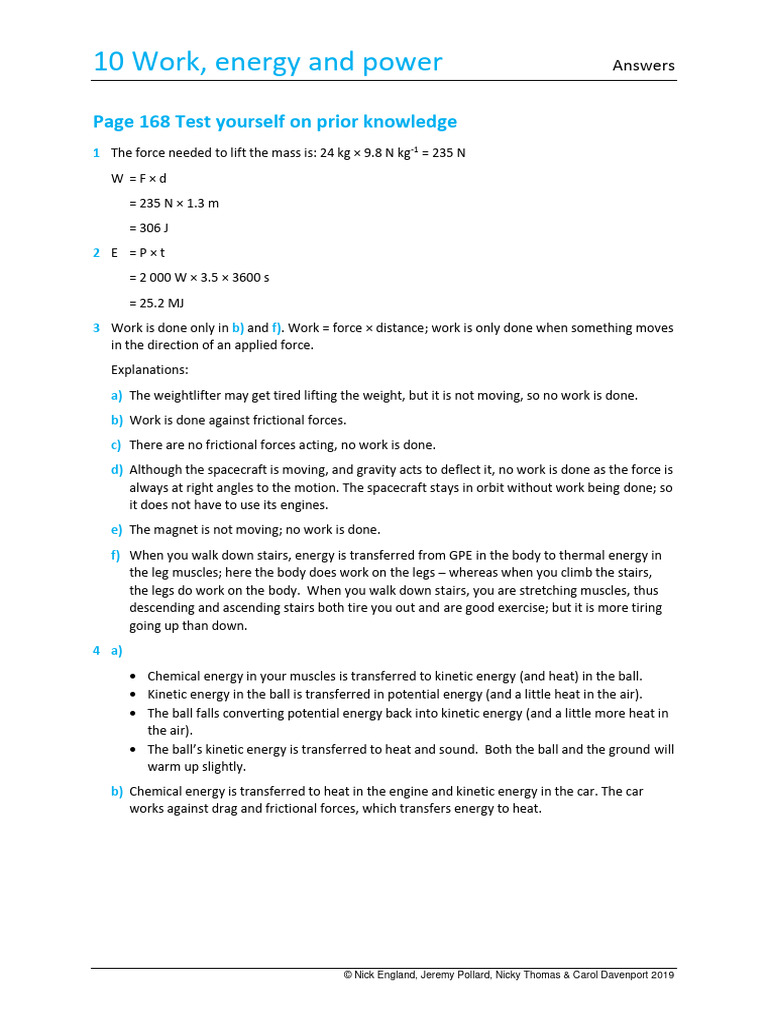 10 Work, Energy and Power | PDF | Force | Potential Energy