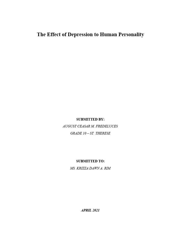 Impact of Depression on Personality Traits | PDF | Major Depressive ...