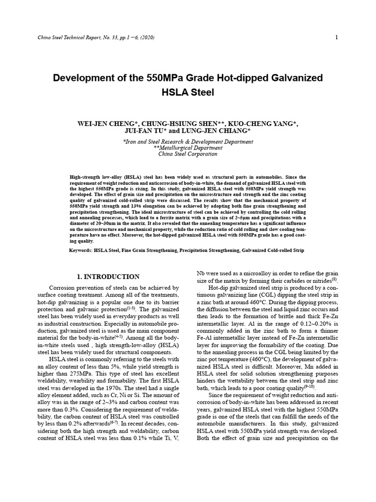 1-Development of The 550MPa Grade Hot-Dipped Galvanized | PDF | Steel ... 1-Development of The 550MPa Grade Hot-Dipped Galvanized | PDF | Steel ...