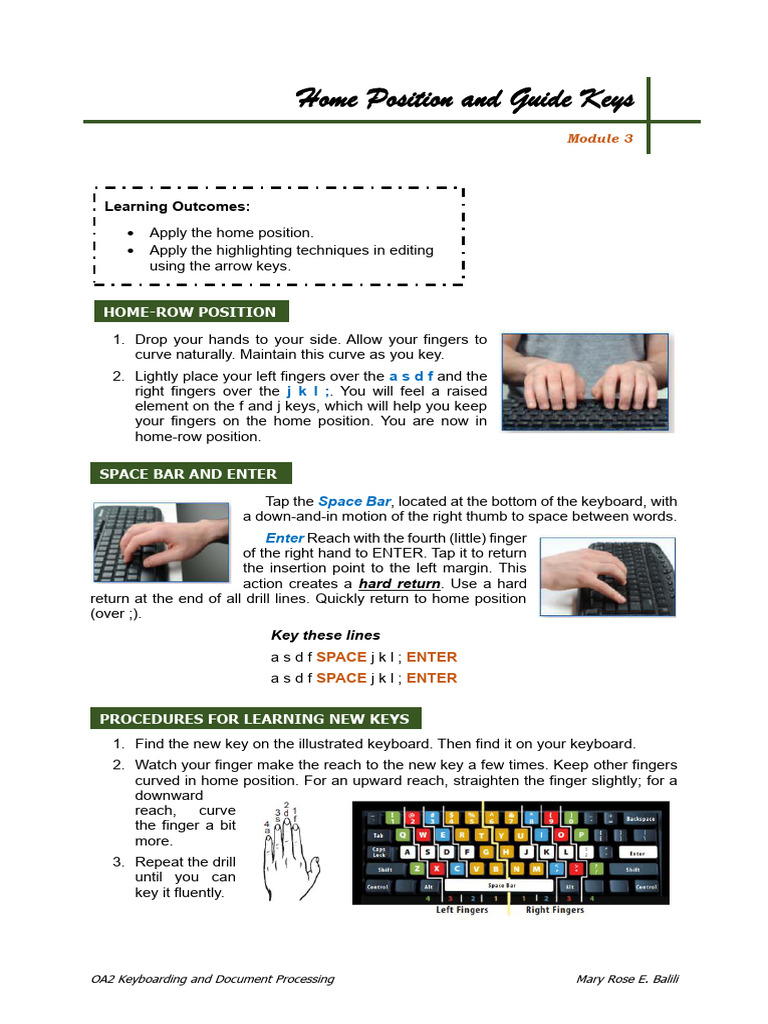 OA2 - M3 - Home Position and Guide Keys | PDF | Computer Keyboard ...