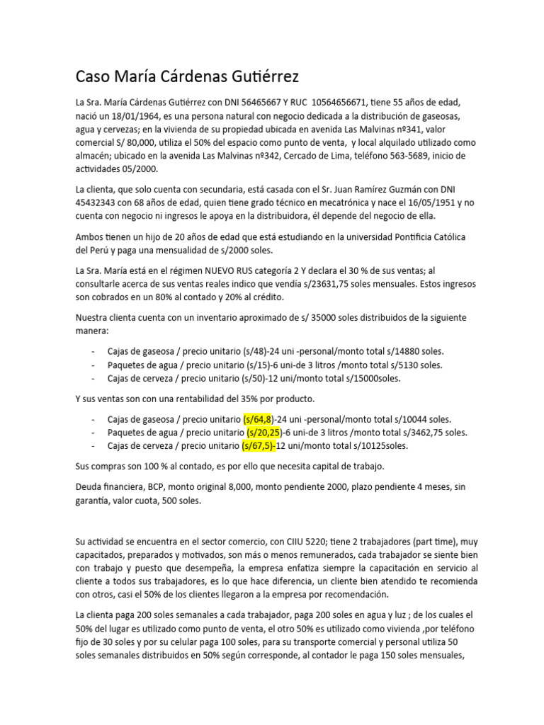 Caso María Cárdenas | PDF | Business | Economias