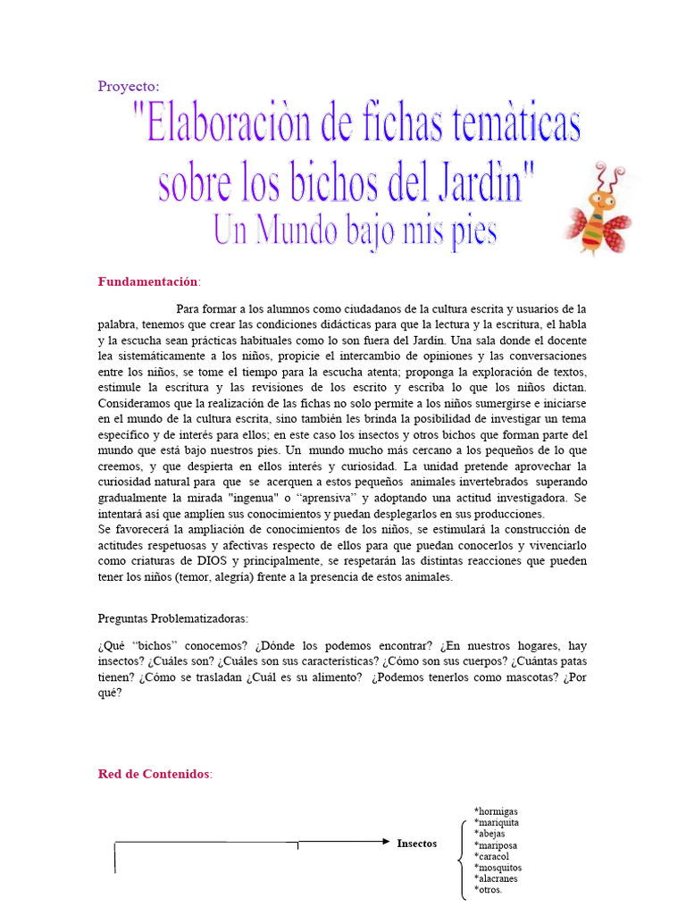 Insectos: Aprendizaje y Curiosidad Infantil | PDF | Insectos | Enseñando