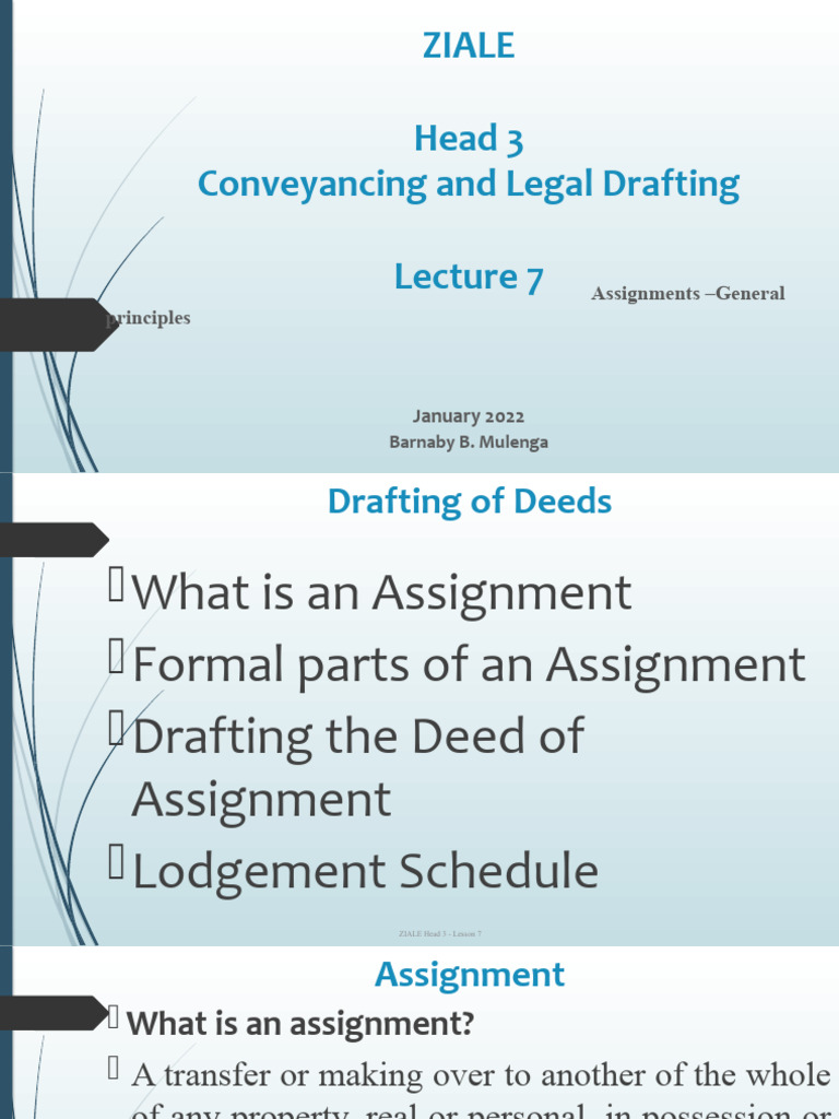 Lecture 7 - Head 3 - Conveyancing and Legal Drafting | PDF | Lease ...