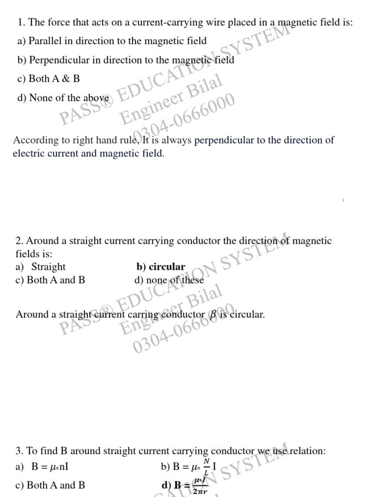 Electromagnetism Concepts and Questions | PDF | Magnetic Field | Force