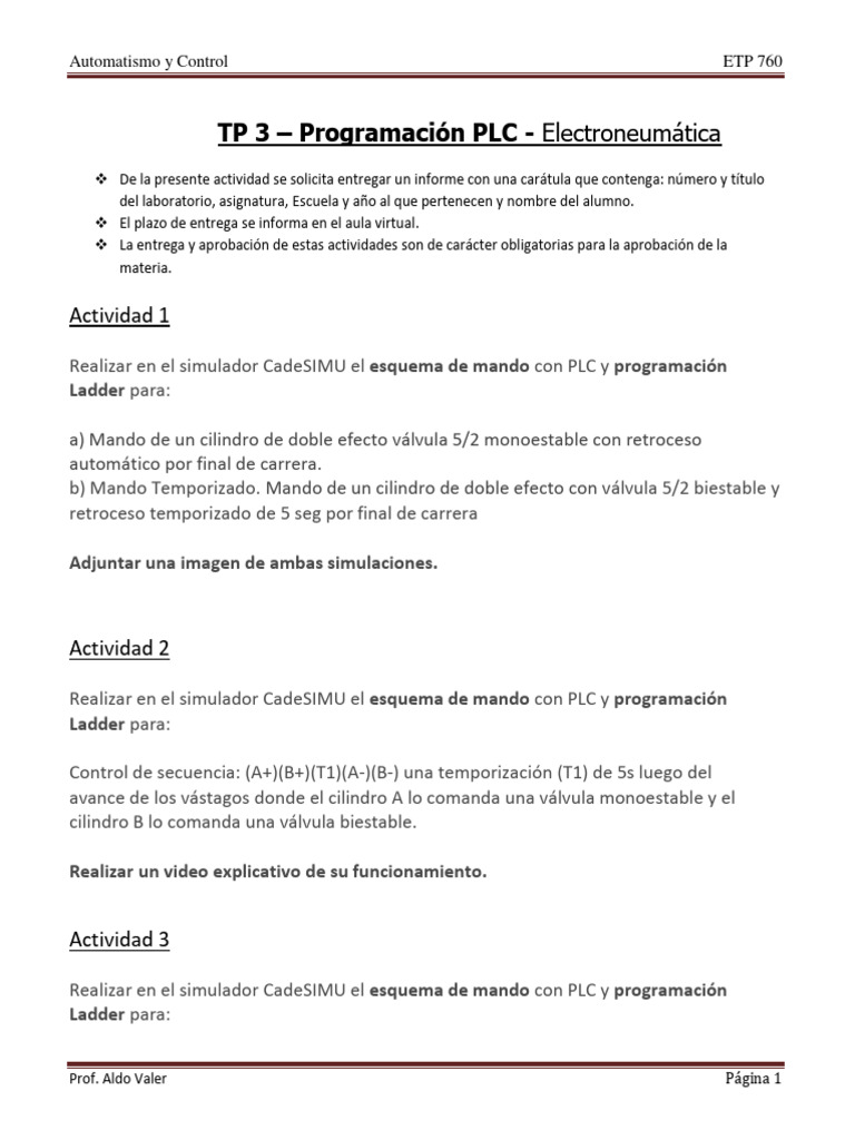 TP 3 - Programación PLC Electroneumática | PDF