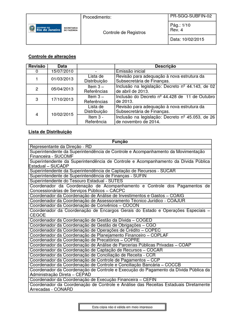 PR-SGQ-SUBFIN-02-Controle de Registros-Rev 4 - 10 - 02 - 2015 | PDF ...