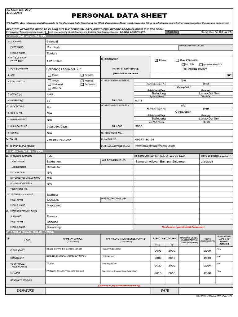 Personal Data Sheet | PDF | Passport | Government