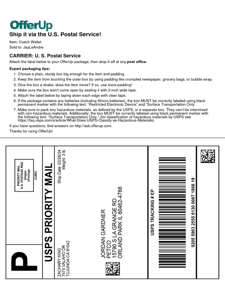 Ship It Via The U.S. Postal Service! | PDF