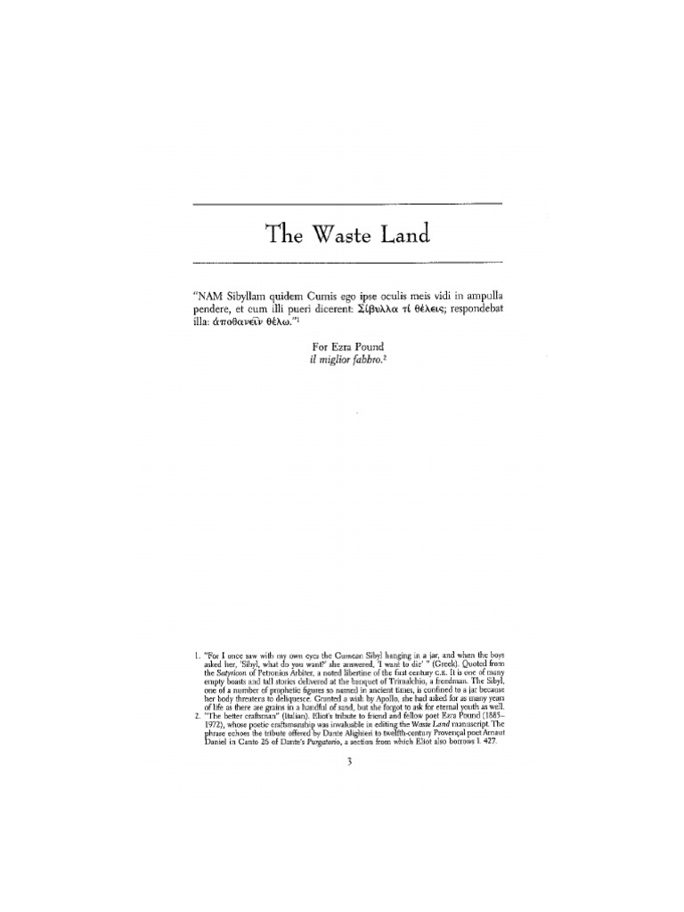 Week03 Eliot WasteLand | PDF