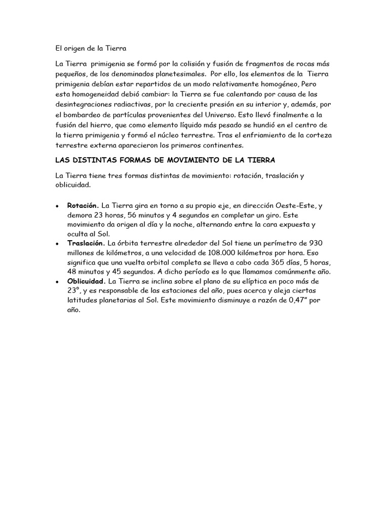 El Origen de La Tierra | PDF