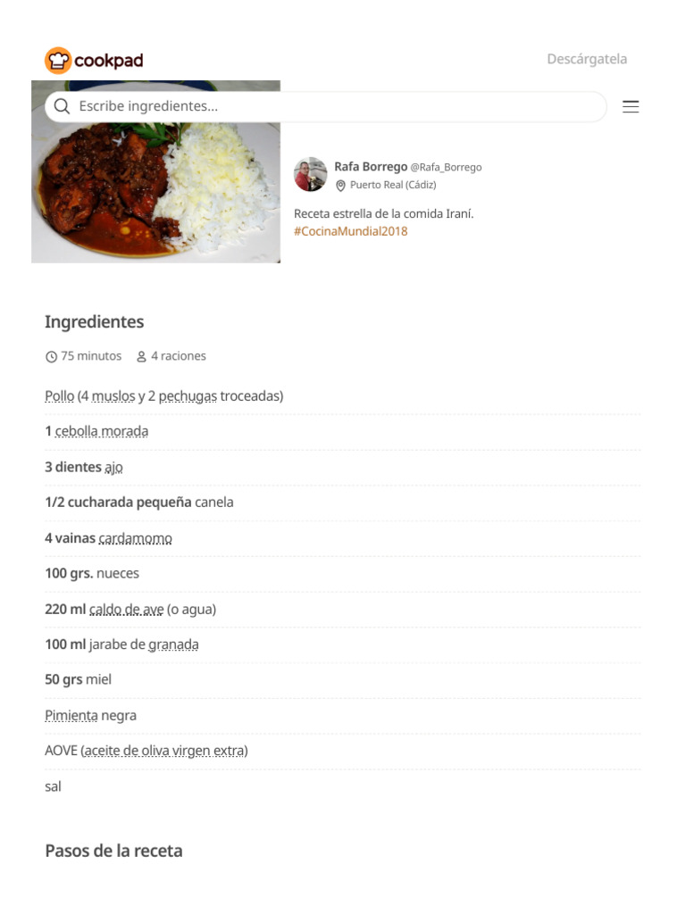 Receta de Fesenyán Iraní | PDF | Sopa de pollo | Caldo