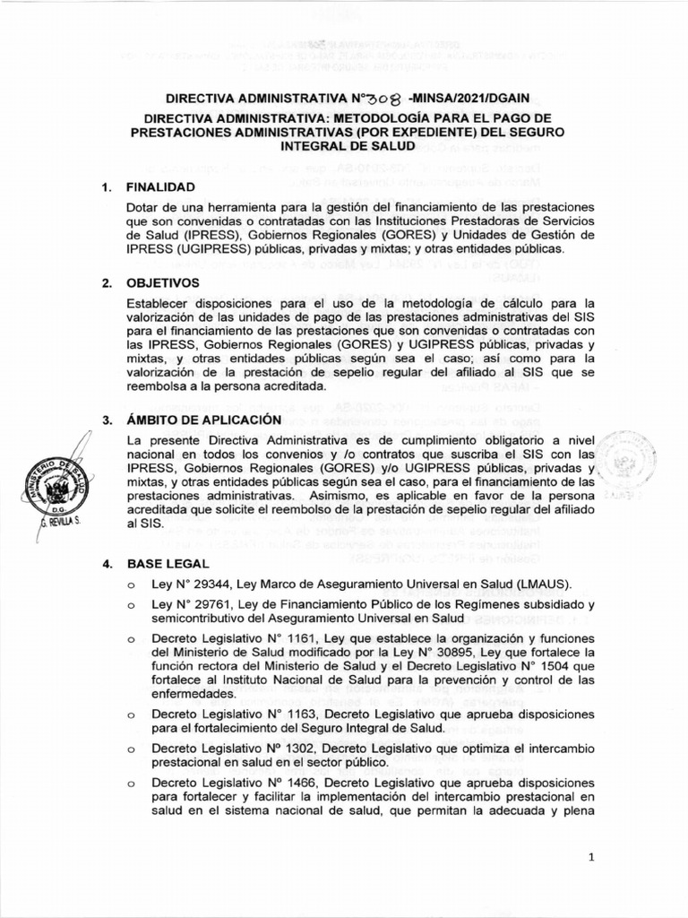 Directiva Administrativa #308-MINSA-2021-DGAIN RM #446 - 2021 | PDF