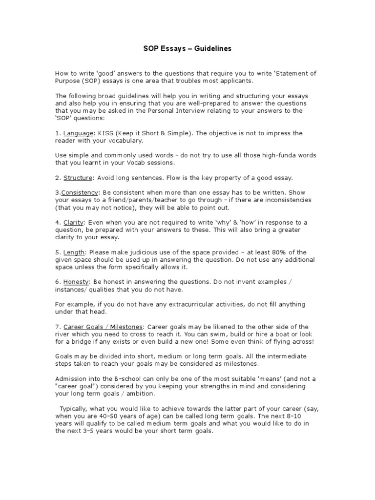 SOP Essays | PDF | Question | Essays