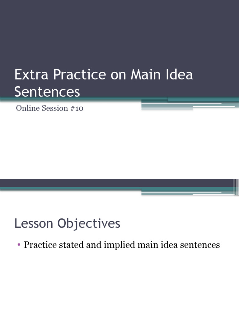 Online Session #10 Stated and Implied Main Idea Practice | PDF ...