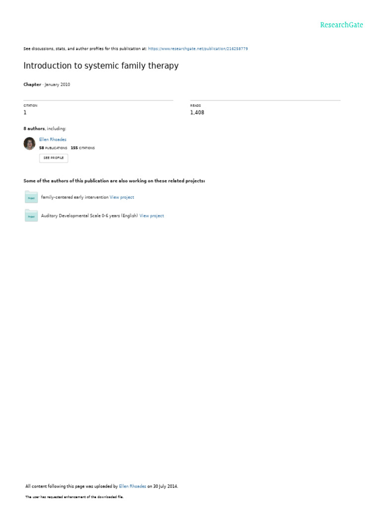 Rambo Rhoades 2010 Intro Systemic Family Therpay | PDF | Psychotherapy ...