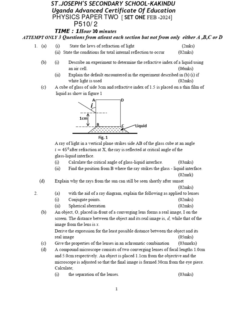 S.6 Physics Paper 2 Set 1 Feb | PDF | Inductance | Capacitor