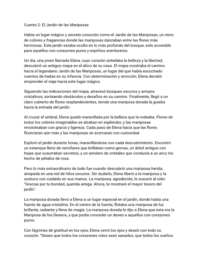 Cuento 2 - El Jardín de Las Mariposas | PDF