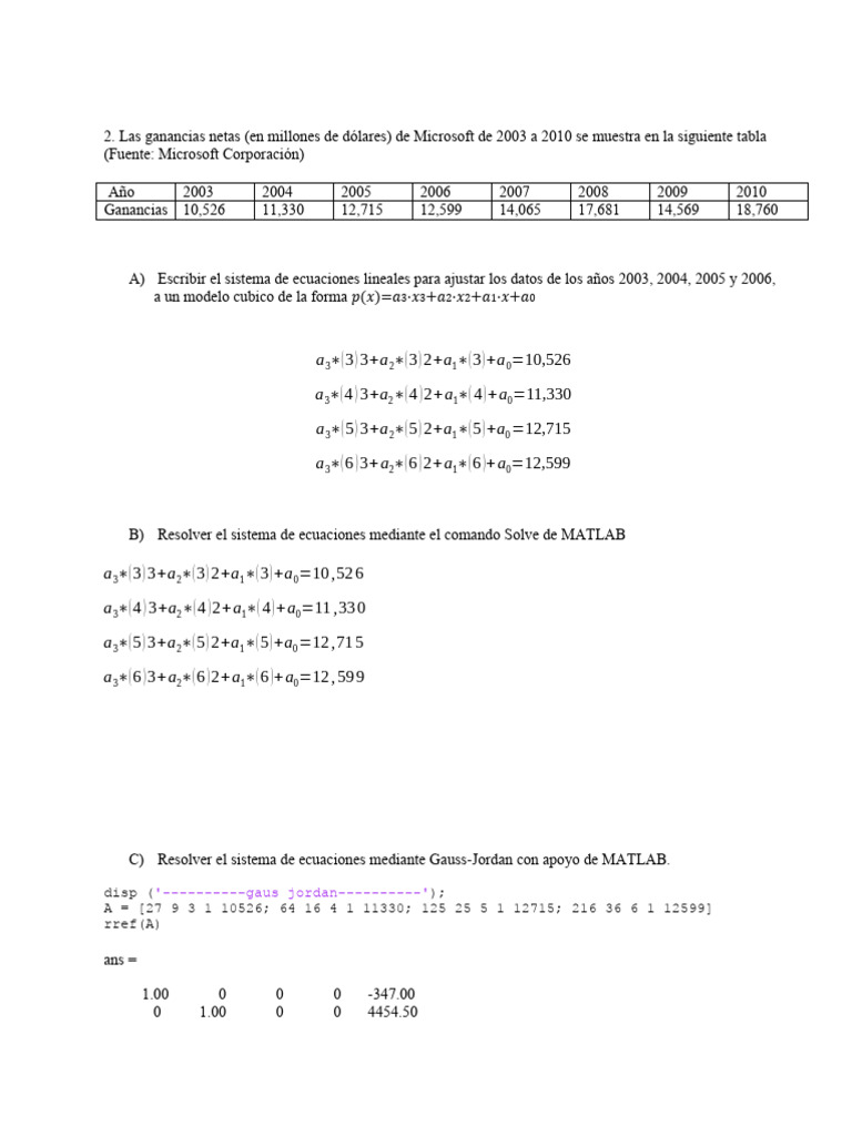 Ganancias de Microsoft: Análisis 2003-2010 | PDF | Matriz (Matemáticas ...