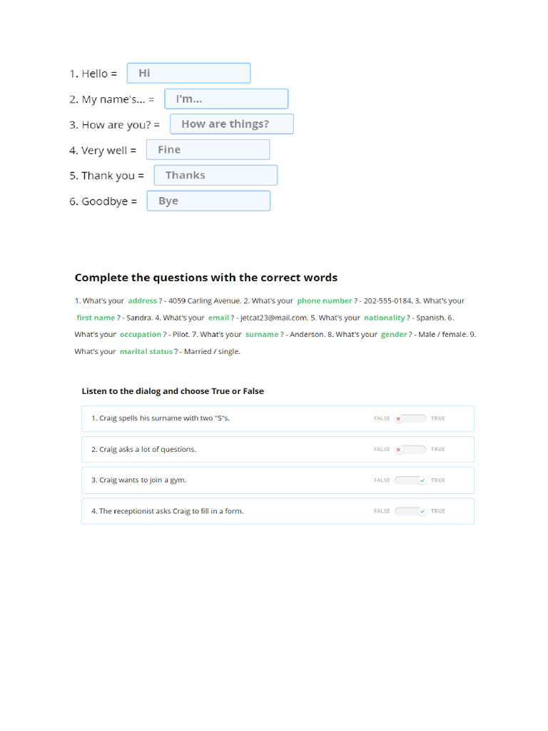 Elementary (A2) Lesson 1 | PDF