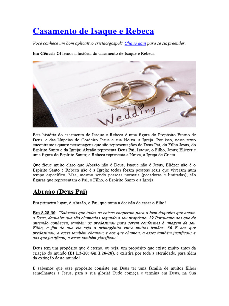 O Casamento de Isaque e Rebeca | PDF | Isaac | Abraão