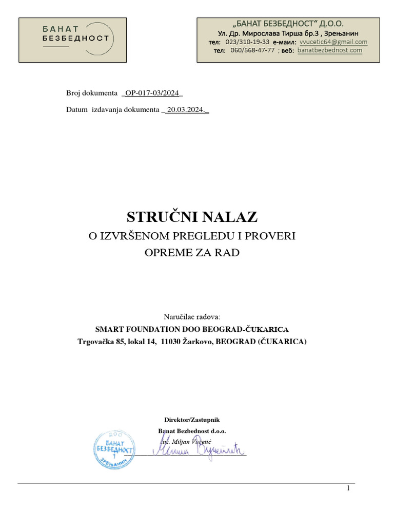 Strucni Nalaz Coles 30t OP 017 03 2024 | PDF