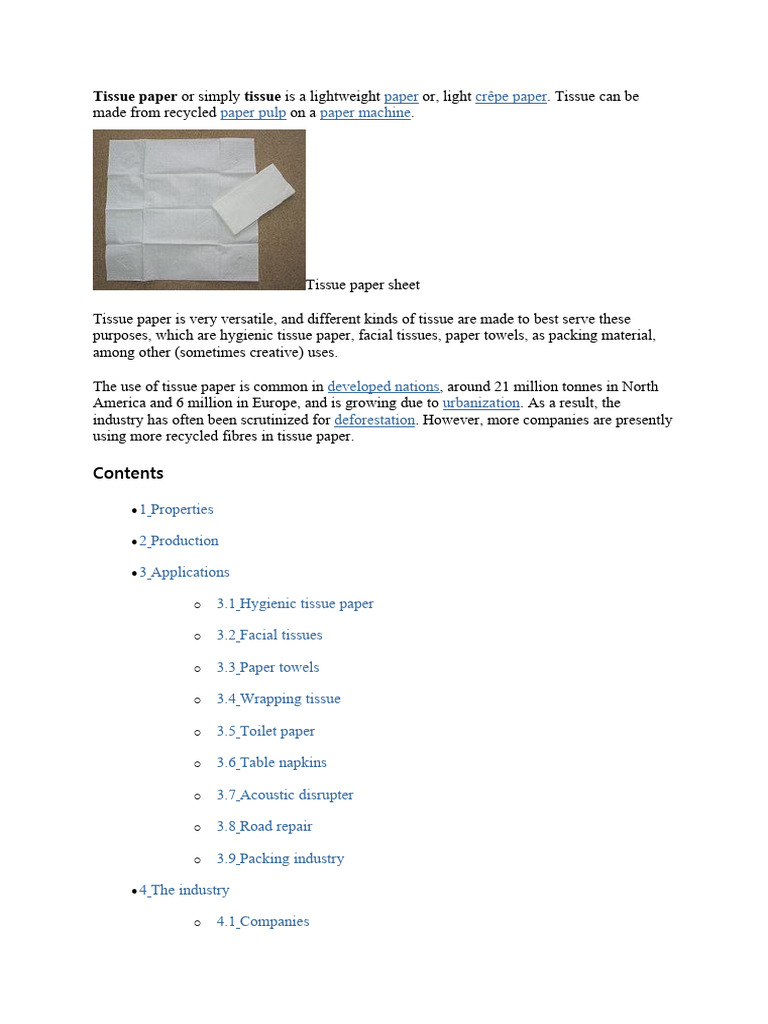 Tissue Paper | PDF | Paper | Printing Materials