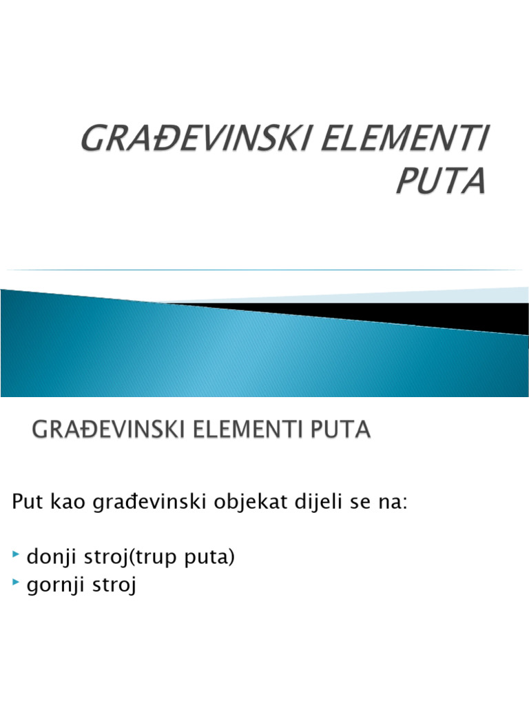 Gradjevinski Elementi Puta | PDF