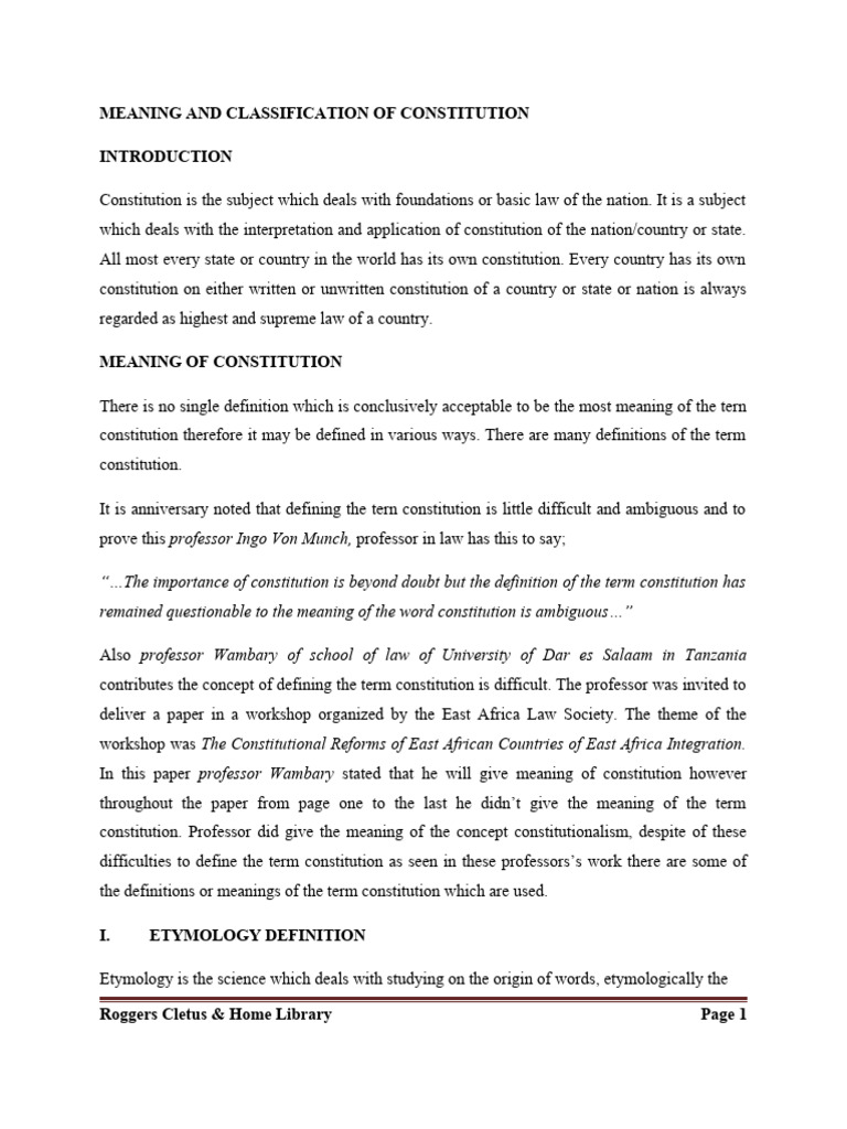 1-Meaning and Classification of Constitution | PDF | Constitution | Heads Of State
