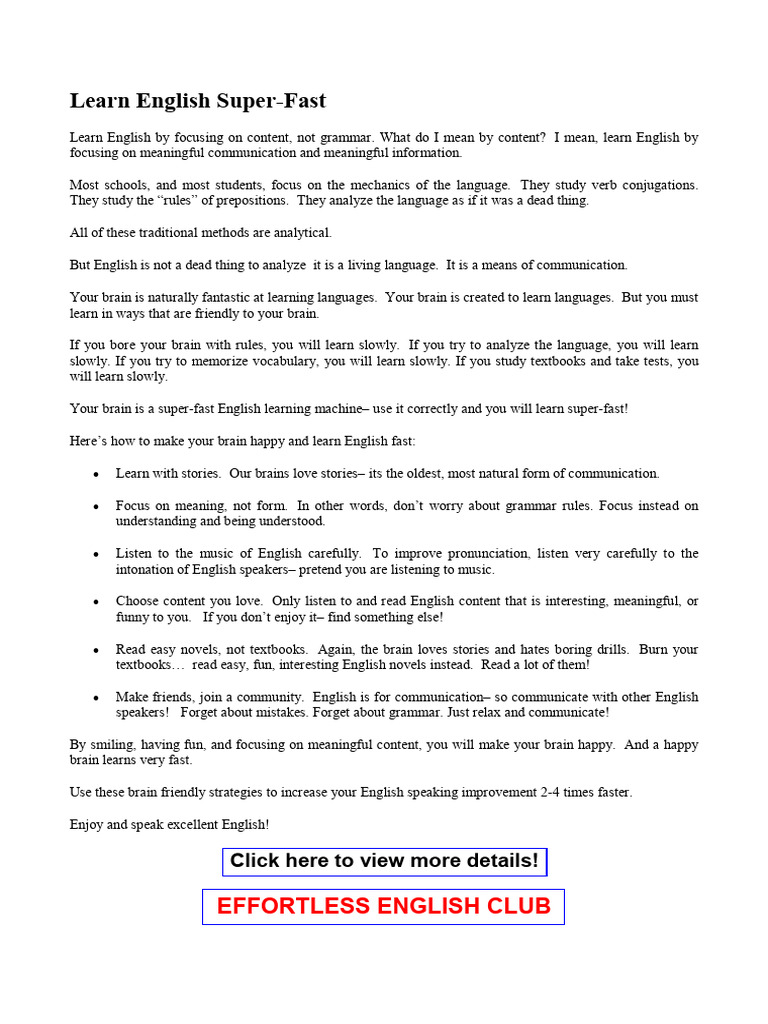 Learn English Super-Fast | PDF