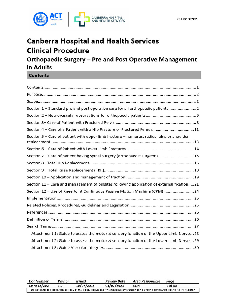 Orthopaedic Surgery Care Guidelines | PDF | Surgery | Physical Therapy