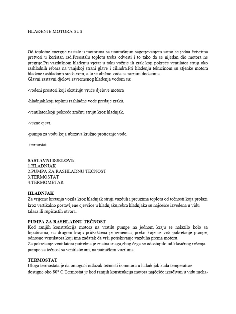 Hlađenje Motora Sus | PDF