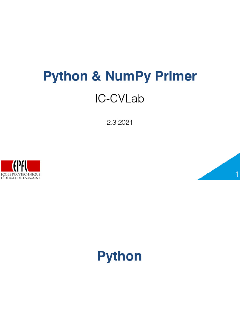 Python Numpy Primer Pdf Python Programming Language Matrix Mathematics