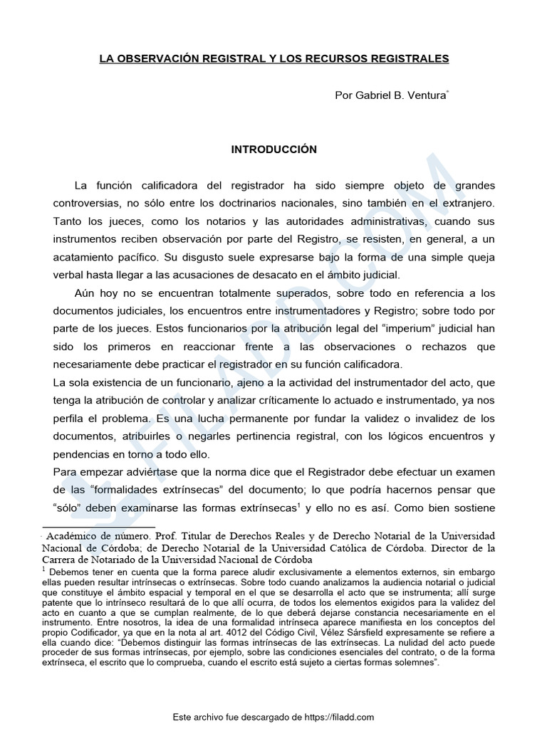 La Observacion Registral Recursos Registrales B6 | PDF | Ley común ...