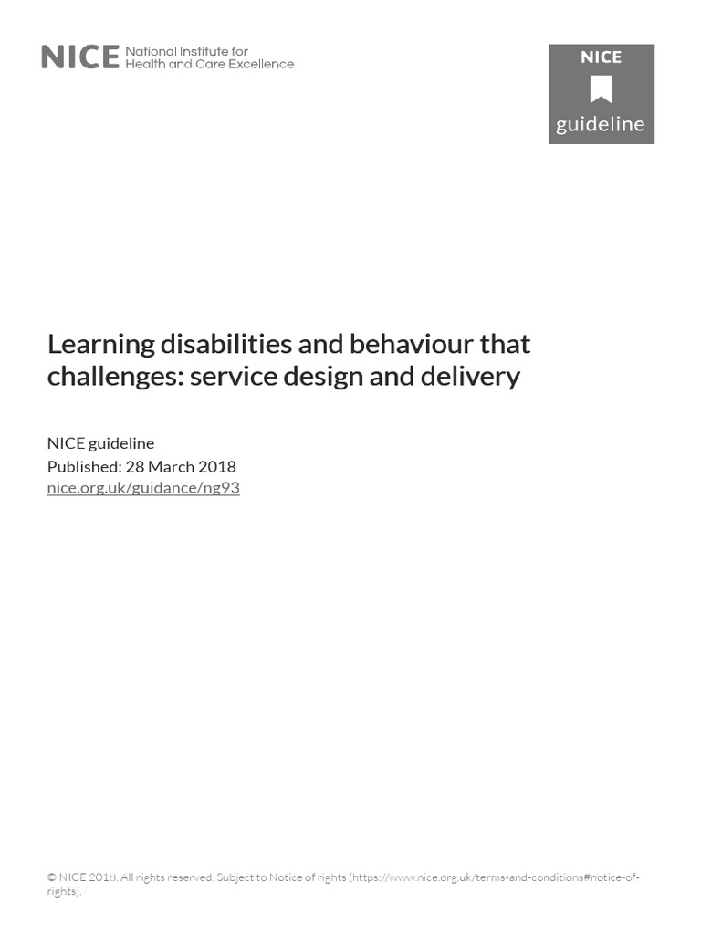 NICE Guideline 28 March 2018 - Learning Disabilities and Behaviour That ...